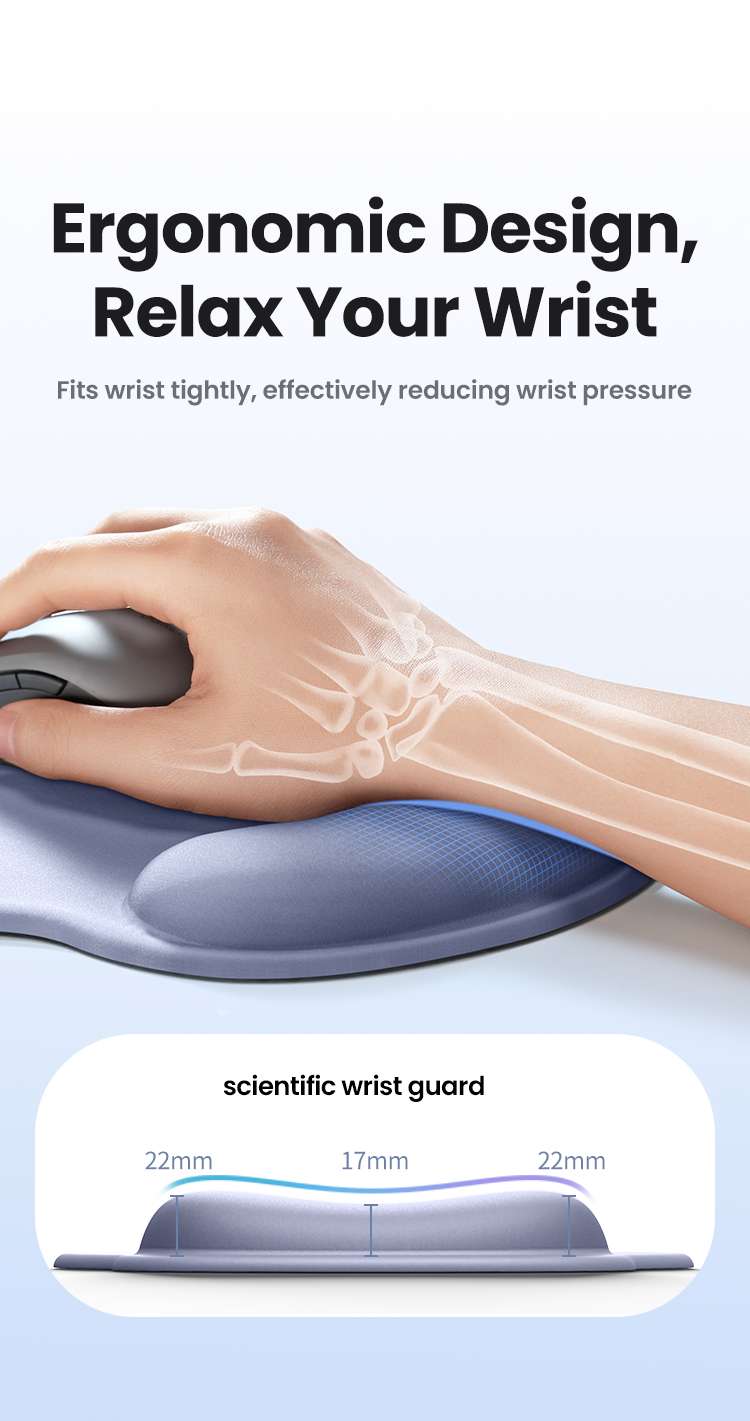 UGREEN Ergonomic Mouse Pad Wrist Support Skin-friendly Soft Memory Foam ...