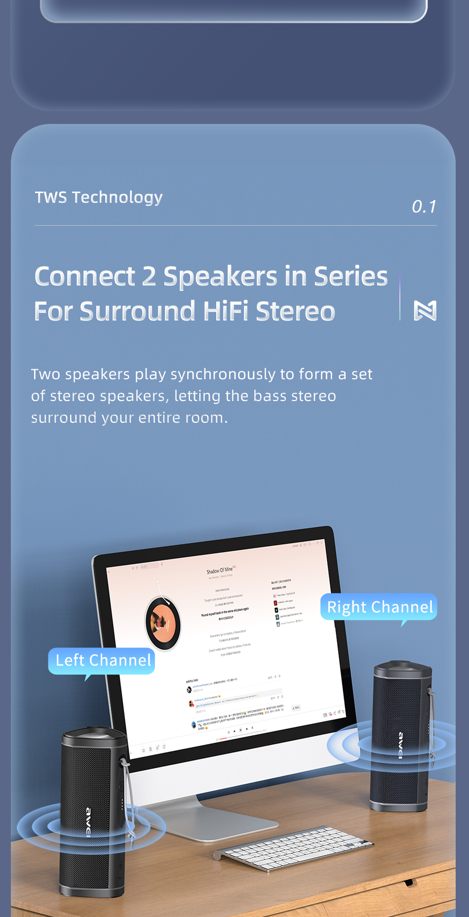 Awei Y331 Bluetooth Speaker Outdoor Portable Hifi Stereo Sound Built-in ...