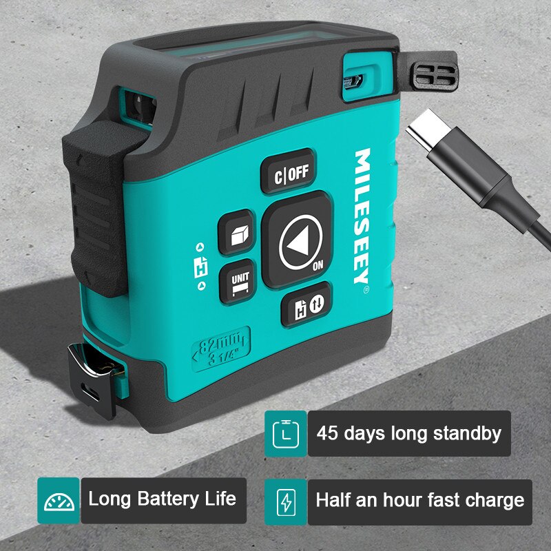 MILESEEY DT20 3 In 1 Laser Tape Measure, Laser Distance Meter/Digital Tape Measure/Regular Tape ...