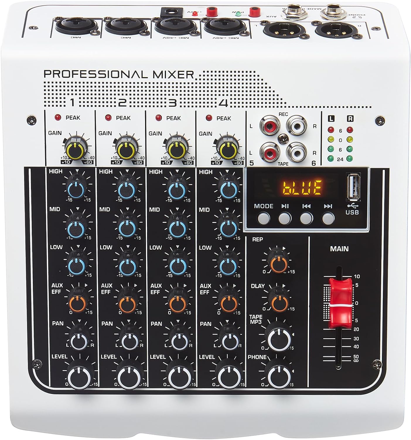 BOMGE Audio Mixer 6 Channel DJ Mixer Sound Board Console with USB MP3 ...