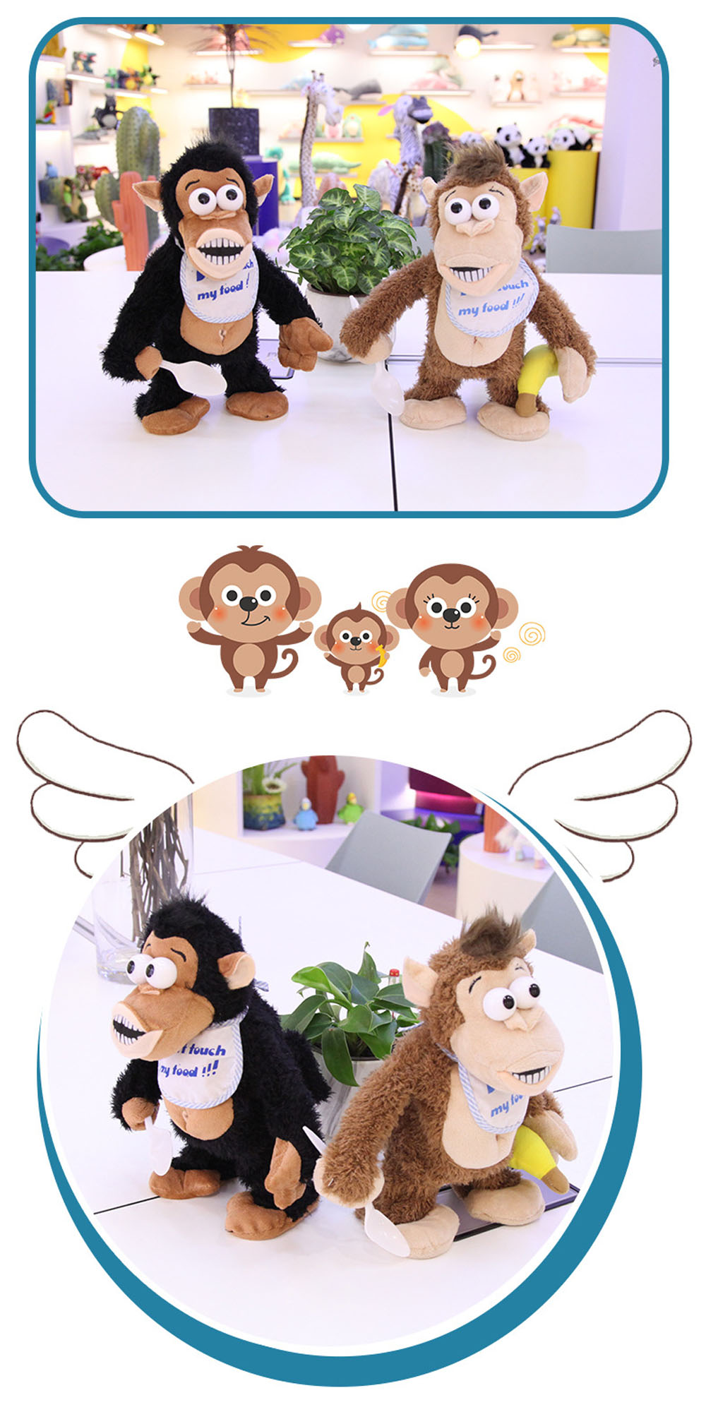 2024 Electric Banana Monkey Magnetic Funny Plush Toys Eating Banana ...