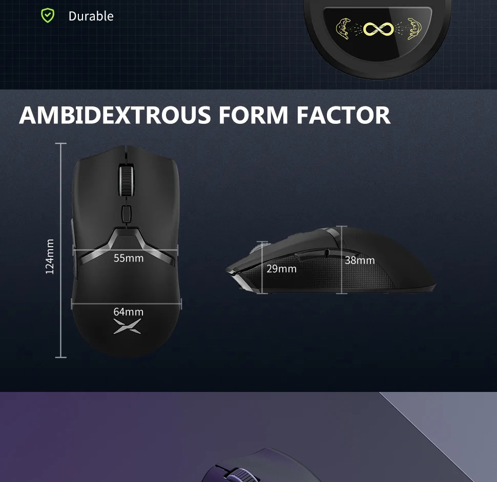 Delux M800 PRO PAW3395/M820 PAW3335 Wireless Gaming Mouse Bluetooth Tri-Mode Connection 26000DPI ...