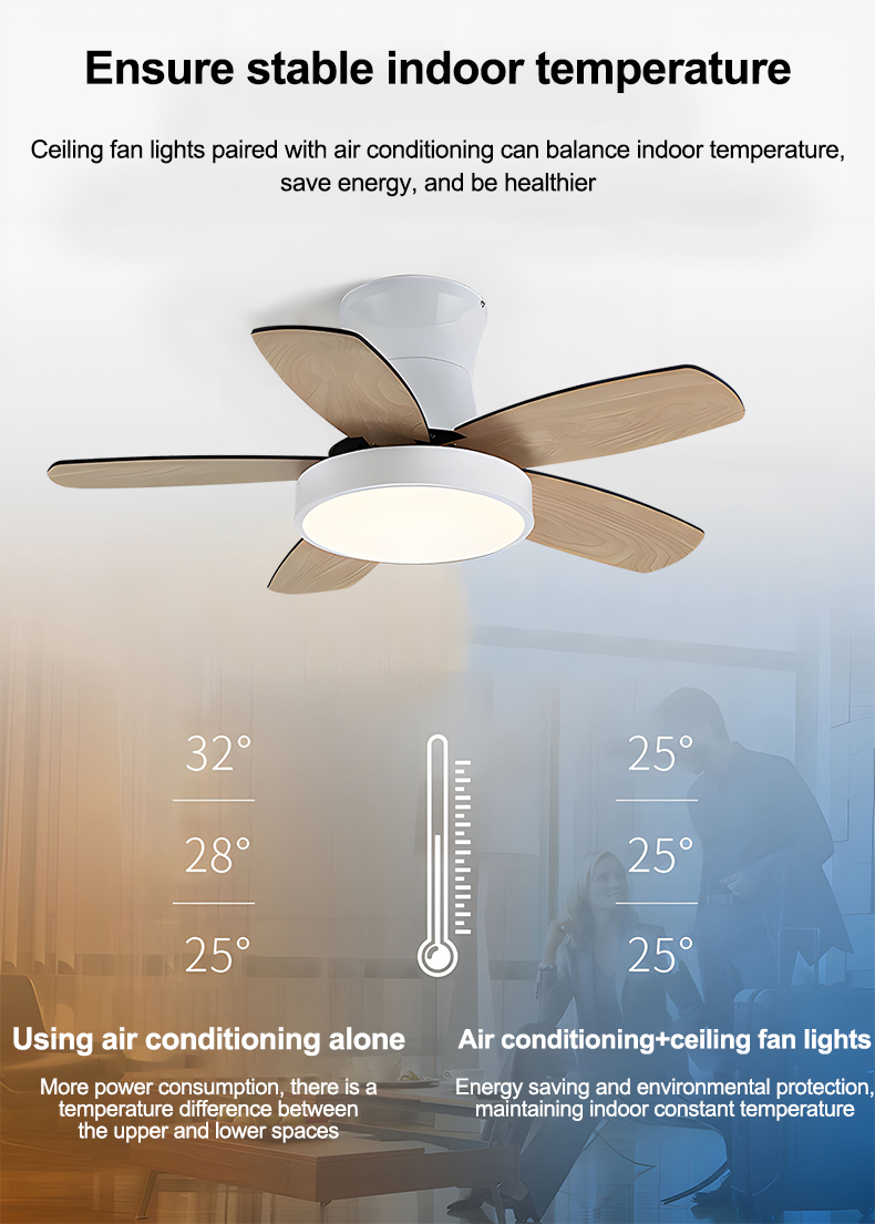 48/42Inch Wooden Blade Ceiling Fan With Light Nordic Strong Winds ...