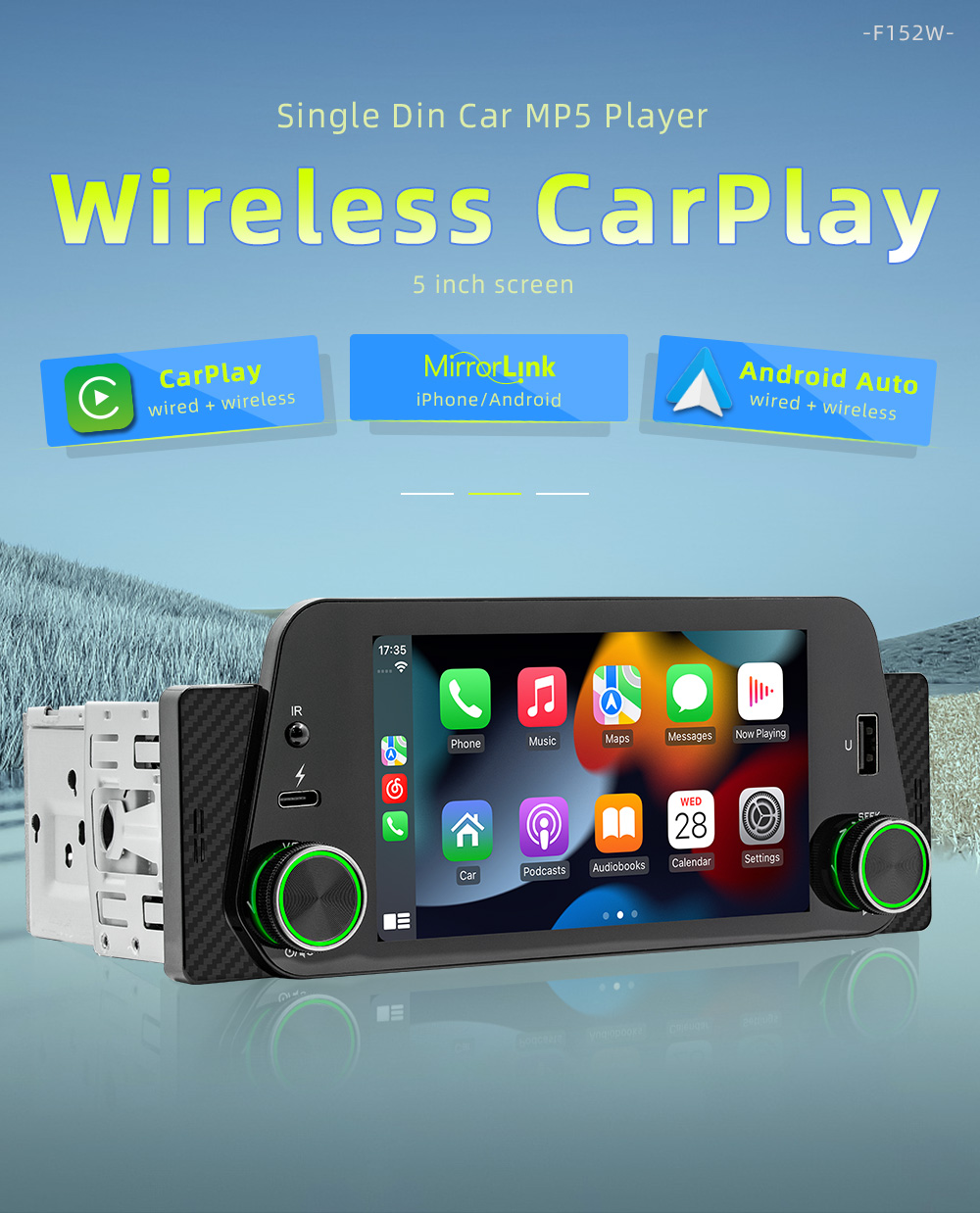 ESSGOO Universal Wireless Carplay Android Auto 1 Din 5" Car Player ...