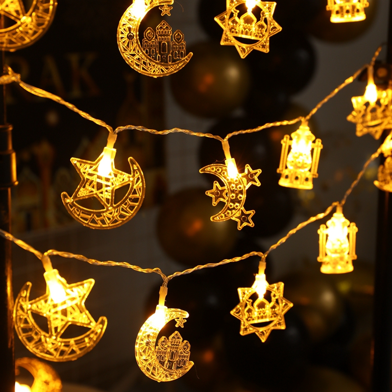 【Hot】1.5M 10LED Ramadan String Lights Warm Led Moon Star Castle Lantern ...