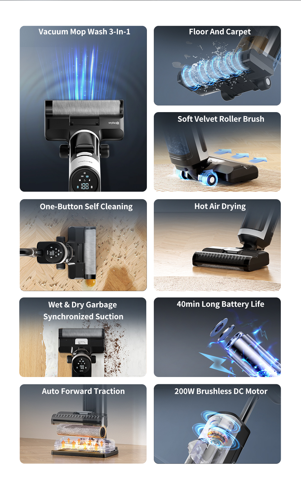 Simplus 3 In 1 Automatic Cordless S-Clean V1 Wet And Dry Vacuum Cleaner XDJH001 | Shopee Malaysia