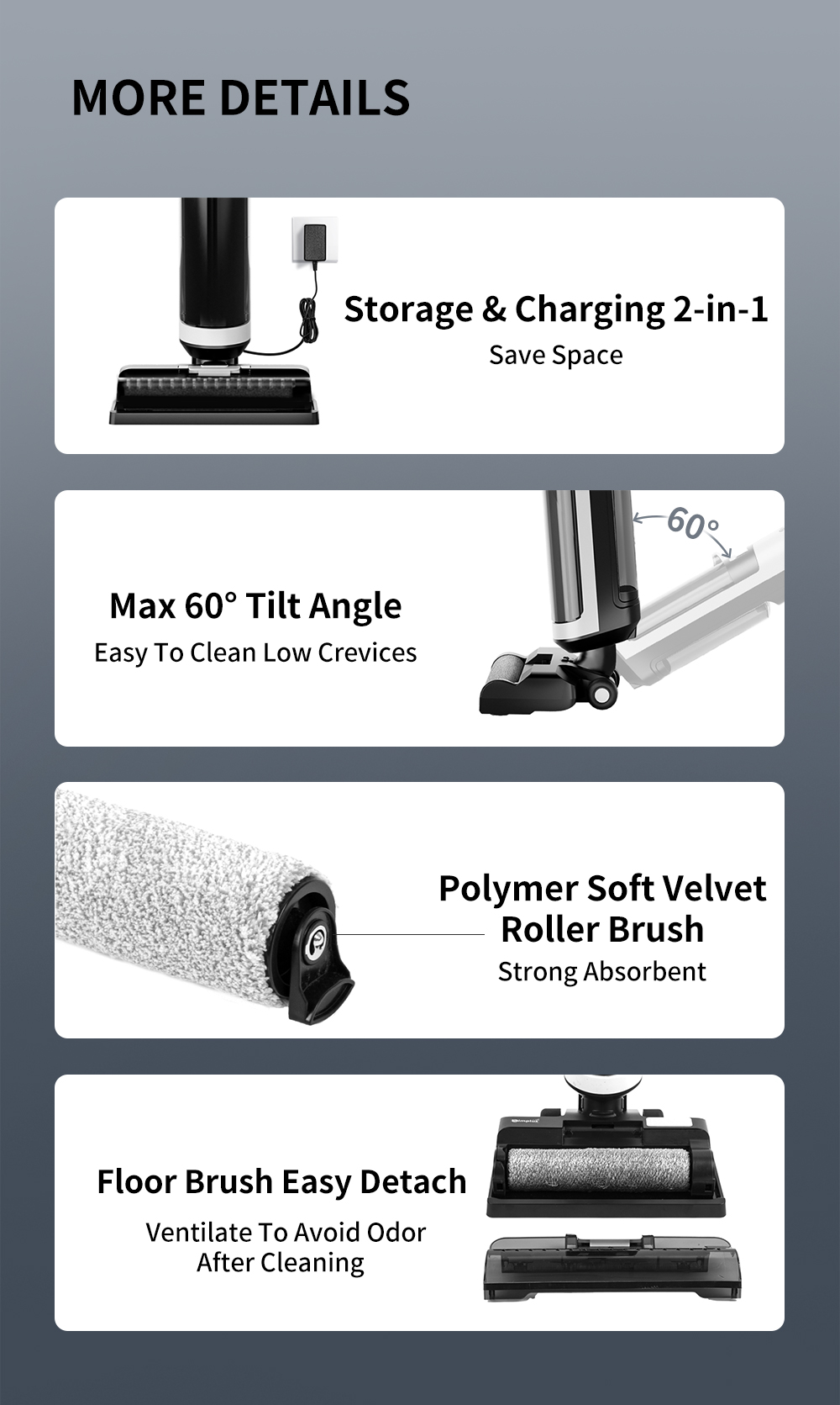 Simplus 3 In 1 Automatic Cordless S-Clean V1 Wet And Dry Vacuum Cleaner ...