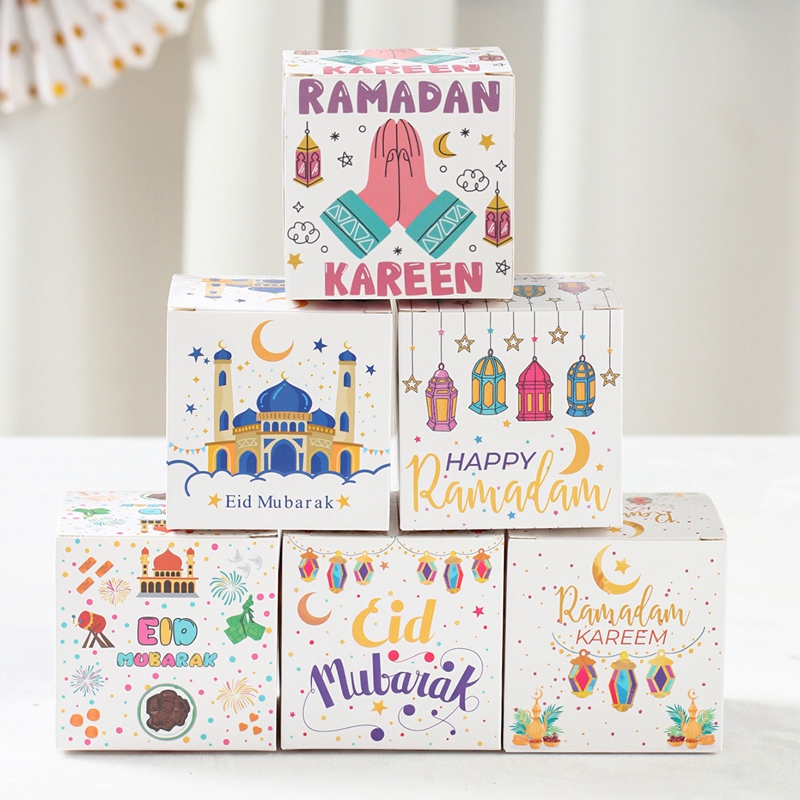 8pcs Colorful Eid Mubarak Candy Gift Boxes Ramadan Kareem Treat Box Eid ...