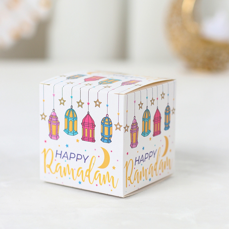 8pcs Colorful Eid Mubarak Candy Gift Boxes Ramadan Kareem Treat Box Eid