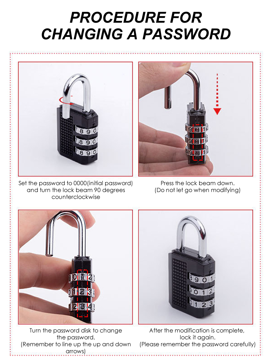 1 Piece Luggage Lock Small Luggage Combination Lock Portable Small Lock ...