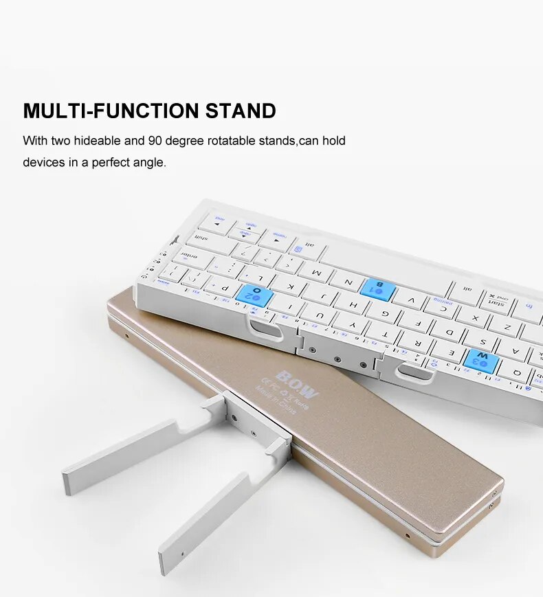 Bow Mini Folding Bluetooth Keyboard Wireless Keypad Support3 Devices