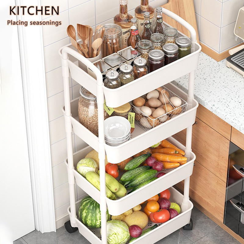 Trolley Rack Storage 3/4 Tier Trolley Kitchen Rack With Wheel Troli ...