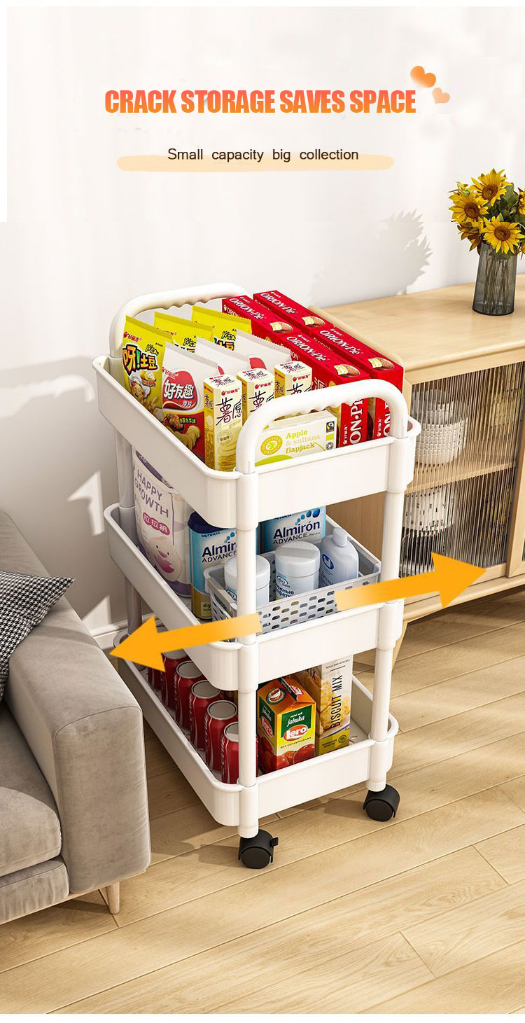 3/4 Layers PP Plastic Trolley Storage Shelf Wheels | Roda Rak ...