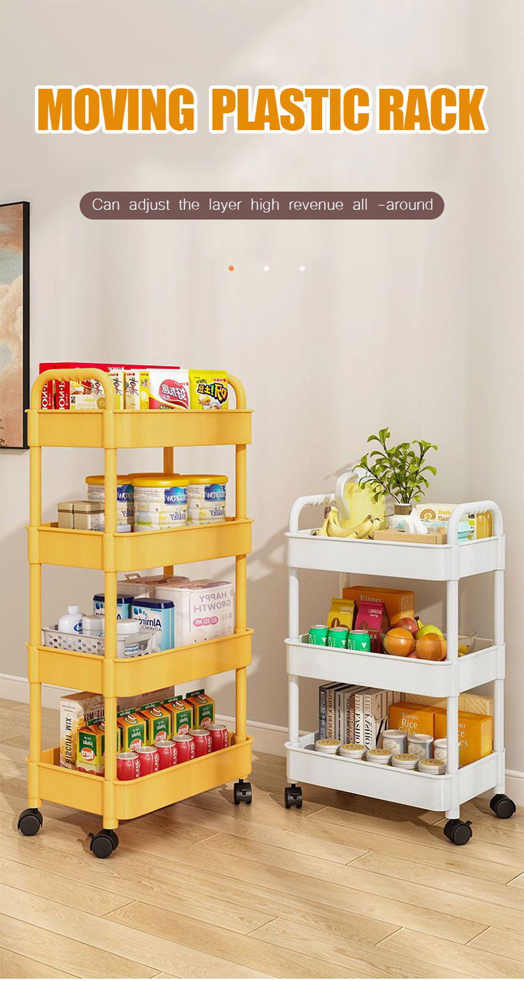 3/4 Layers PP Plastic Trolley Storage Shelf Wheels | Roda Rak ...