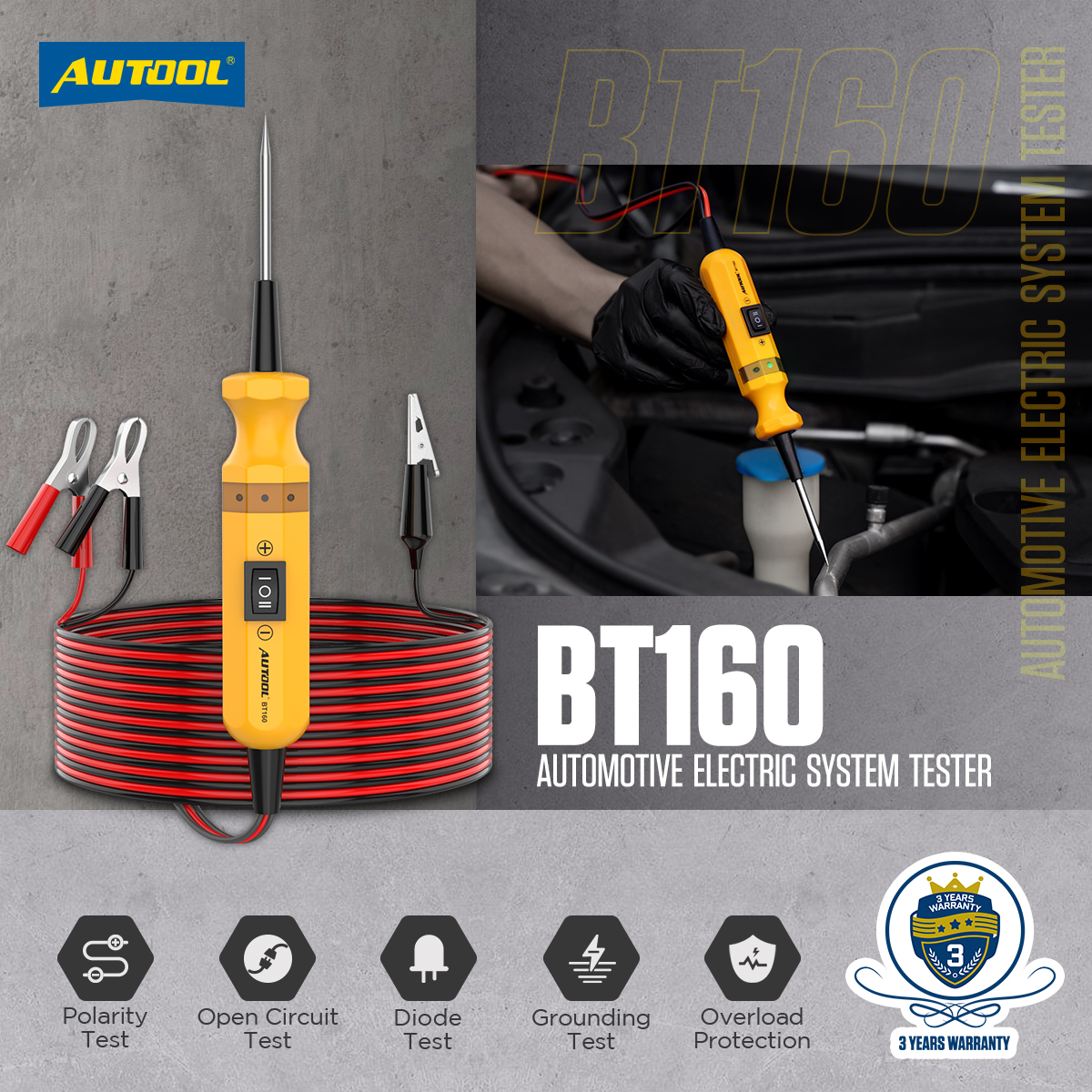 3 YEARS WARRANTY AUTOOL BT160 Car Circuit Tester 6V/12V/24V Automotive ...