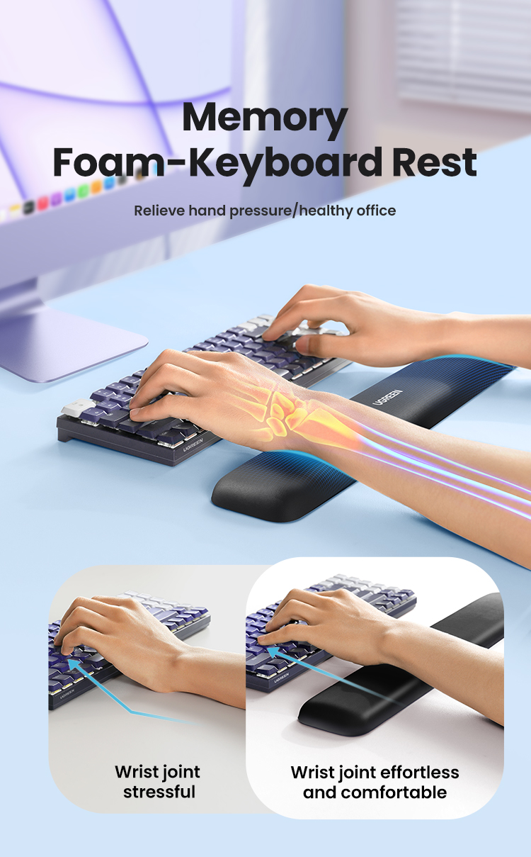 UGREEN Ergonomic Keyboard Mouse Pad Comfortable Memory Foam Mouse Mat ...