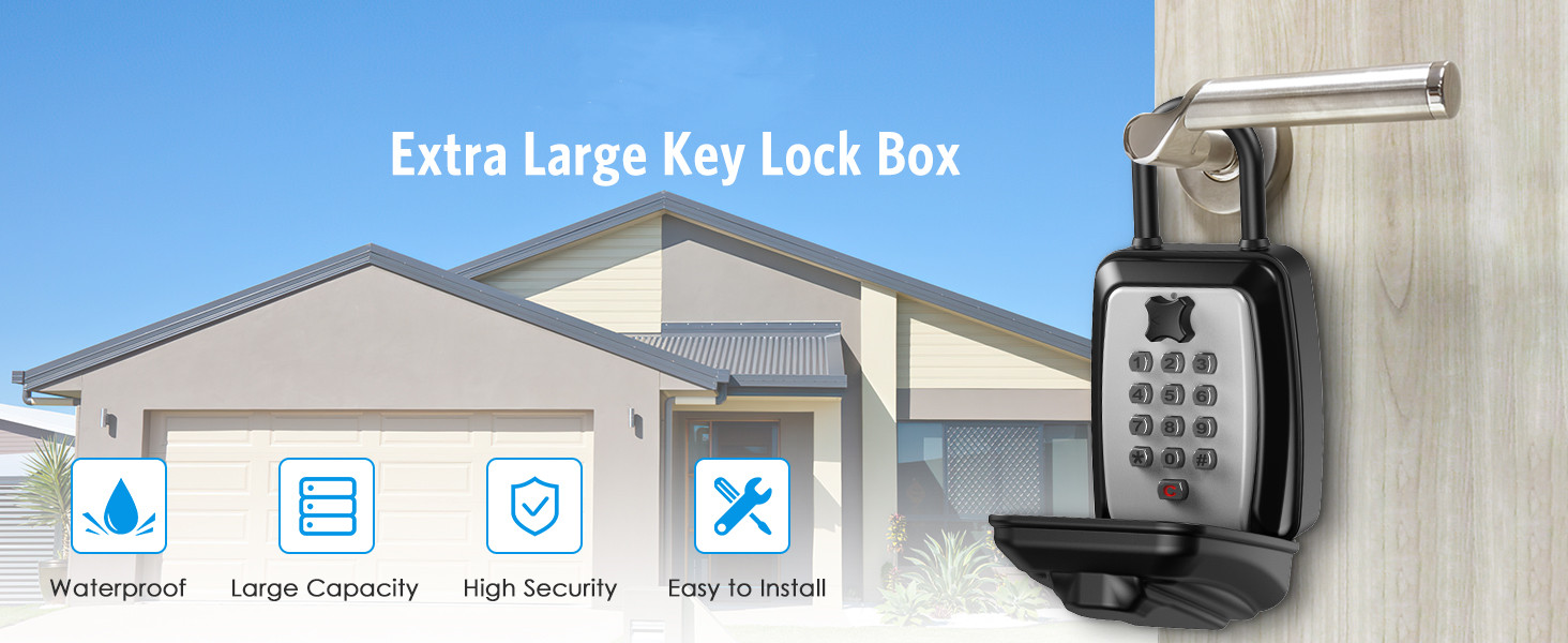 ORIA 9-Digit Keyboard Resettable Code Large Capacity Key Storage Box ...