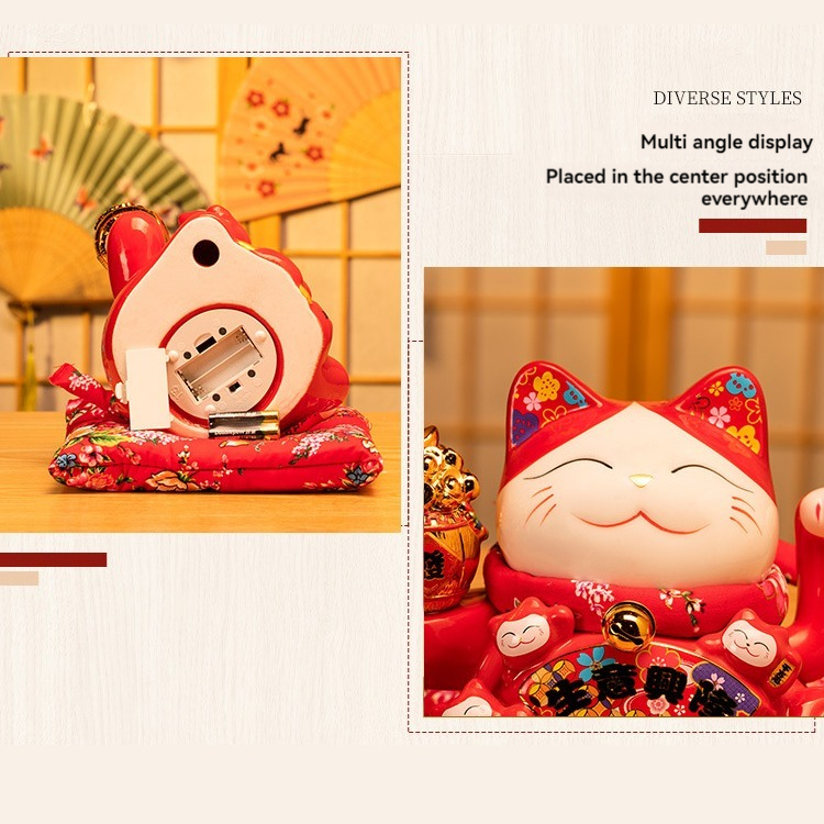 [Bohr] 7 inches Lucky Cat Fengshui Cat Cashier Wealth Waving Shaking ...