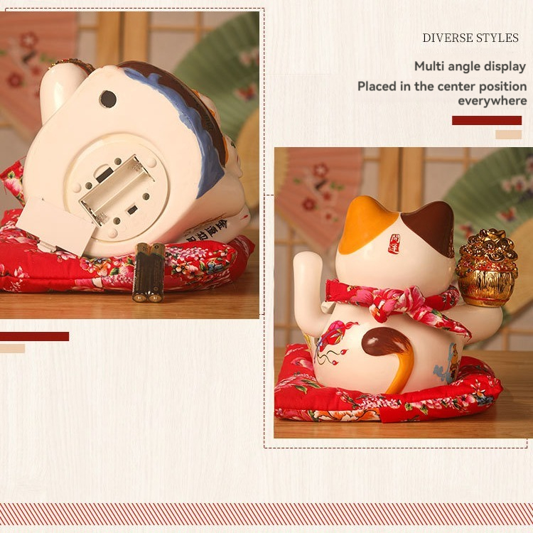 [Bohr] 7 inches Lucky Cat Fengshui Cat Cashier Wealth Waving Shaking ...