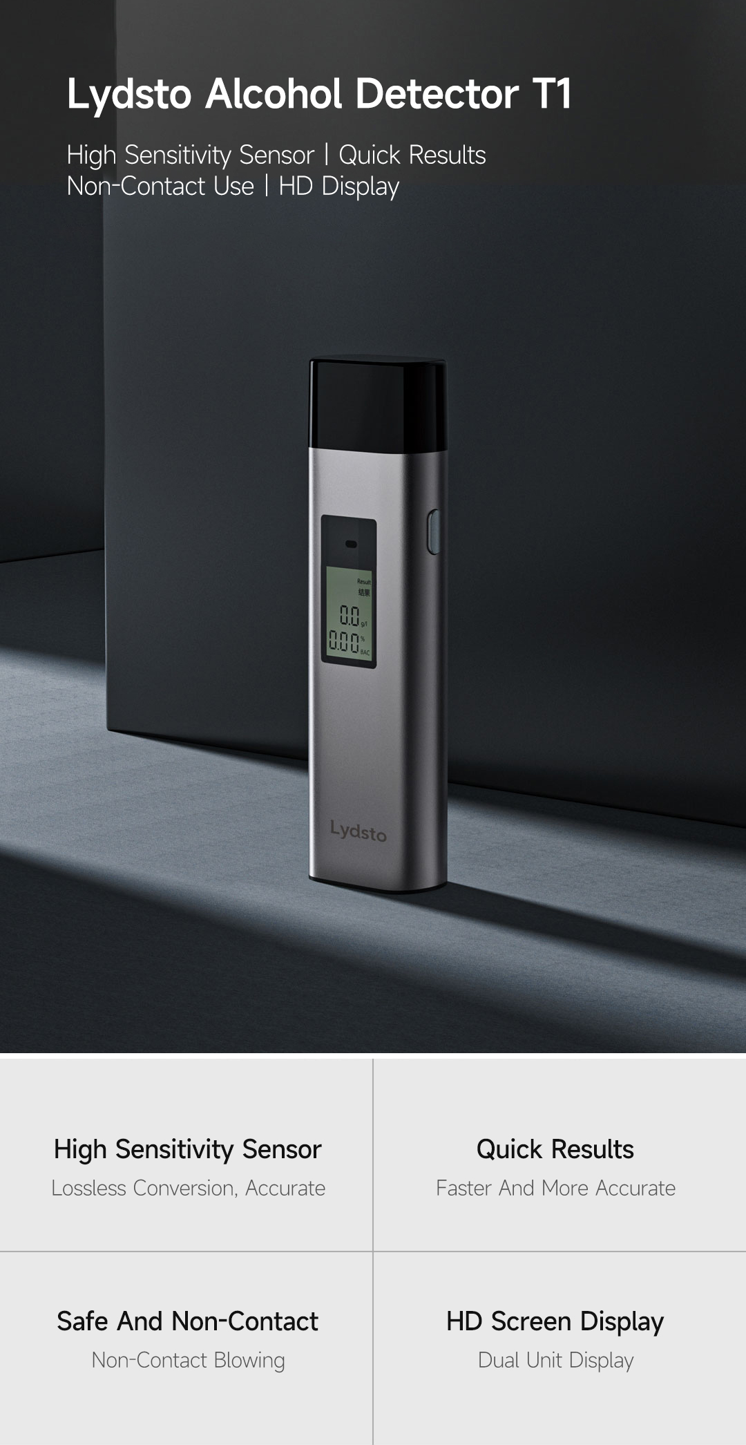 Lydsto T1 Non-Contact High Sensitivity Alcohol Detector | Shopee Malaysia