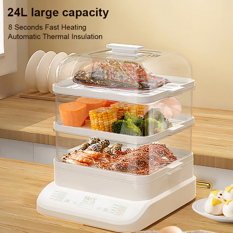 AmazeFan Steamer Electric Multi Food Steamer Cookerware 3 Tier Smart ...
