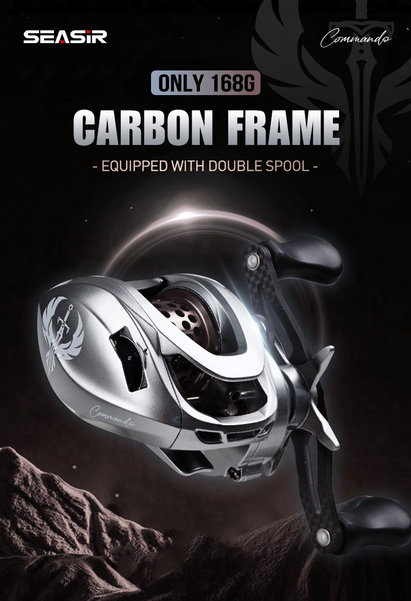 SEASIR Commando Carbon Baitcasting Reel 168g Ultralight BFS Fishing ...