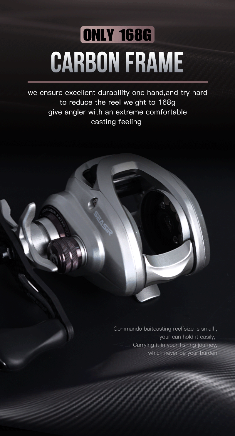 SEASIR Commando Carbon Baitcasting Reel 168g Ultralight BFS Fishing ...