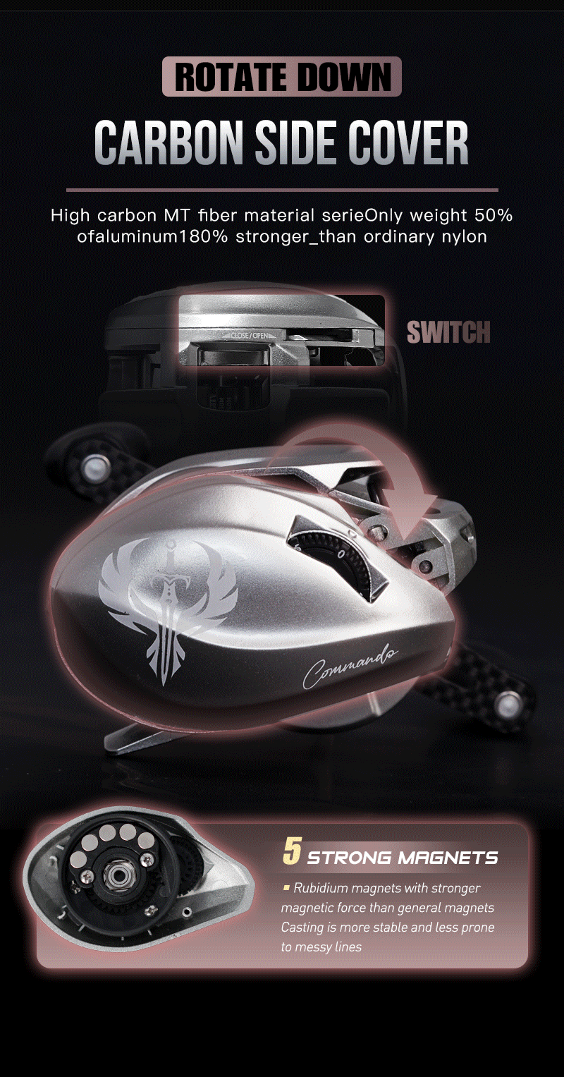 SEASIR Commando Carbon Baitcasting Reel 168g Ultralight BFS Fishing ...