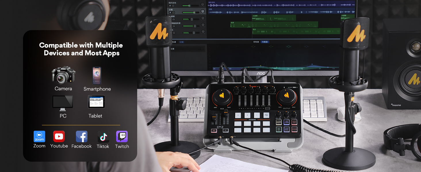 Kit Mikrofon Dinamik Kad Bunyi Maono AME2+PD200XS untuk Rakaman ...