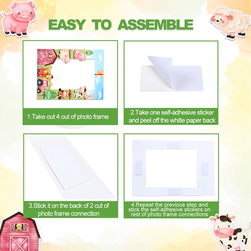 Cow Farm Themed Party Photo Booth Props Pink Animals Photo Booth Frame ...
