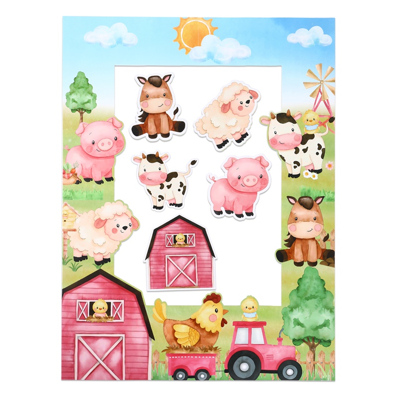 Cow Farm Themed Party Photo Booth Props Pink Animals Photo Booth Frame ...