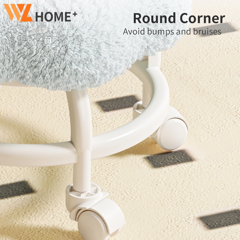Small Chair Round Stool With Sofa Cushion Foot Pulley Moving Stool ...
