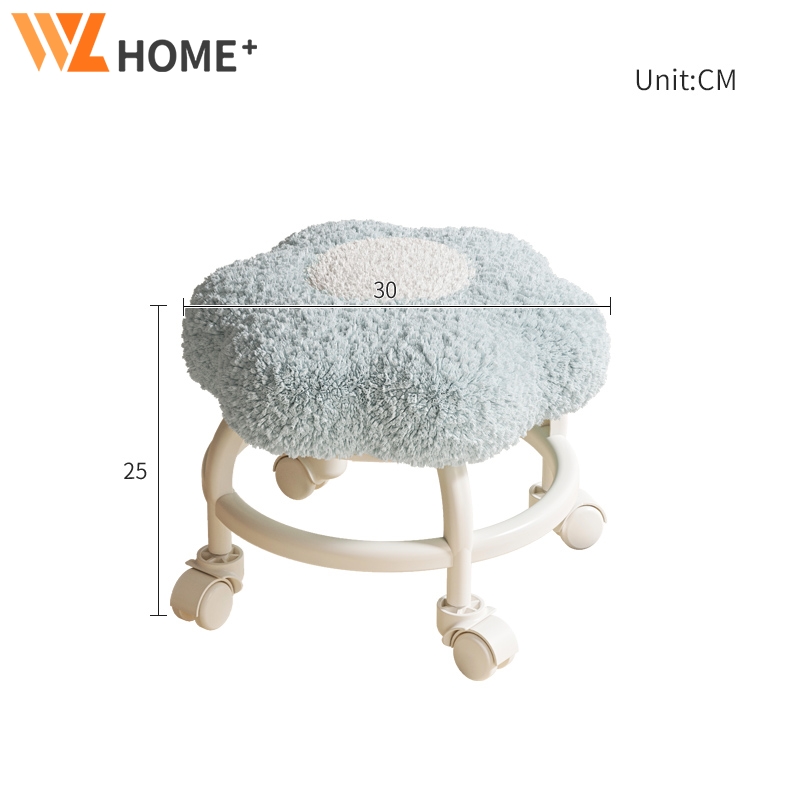 Small Chair Round Stool With Sofa Cushion Foot Pulley Moving Stool ...