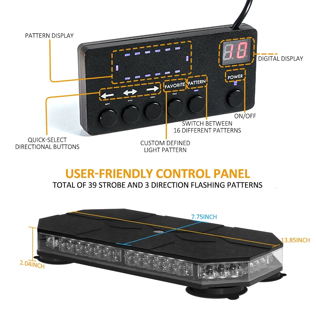 42 LED Car Roof Top Strobe Lights Emergency Warning Safety Beacon ...