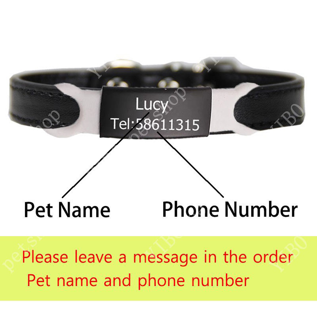 Personalized leather Dog Collar Reflective Customized Collars For Small ...