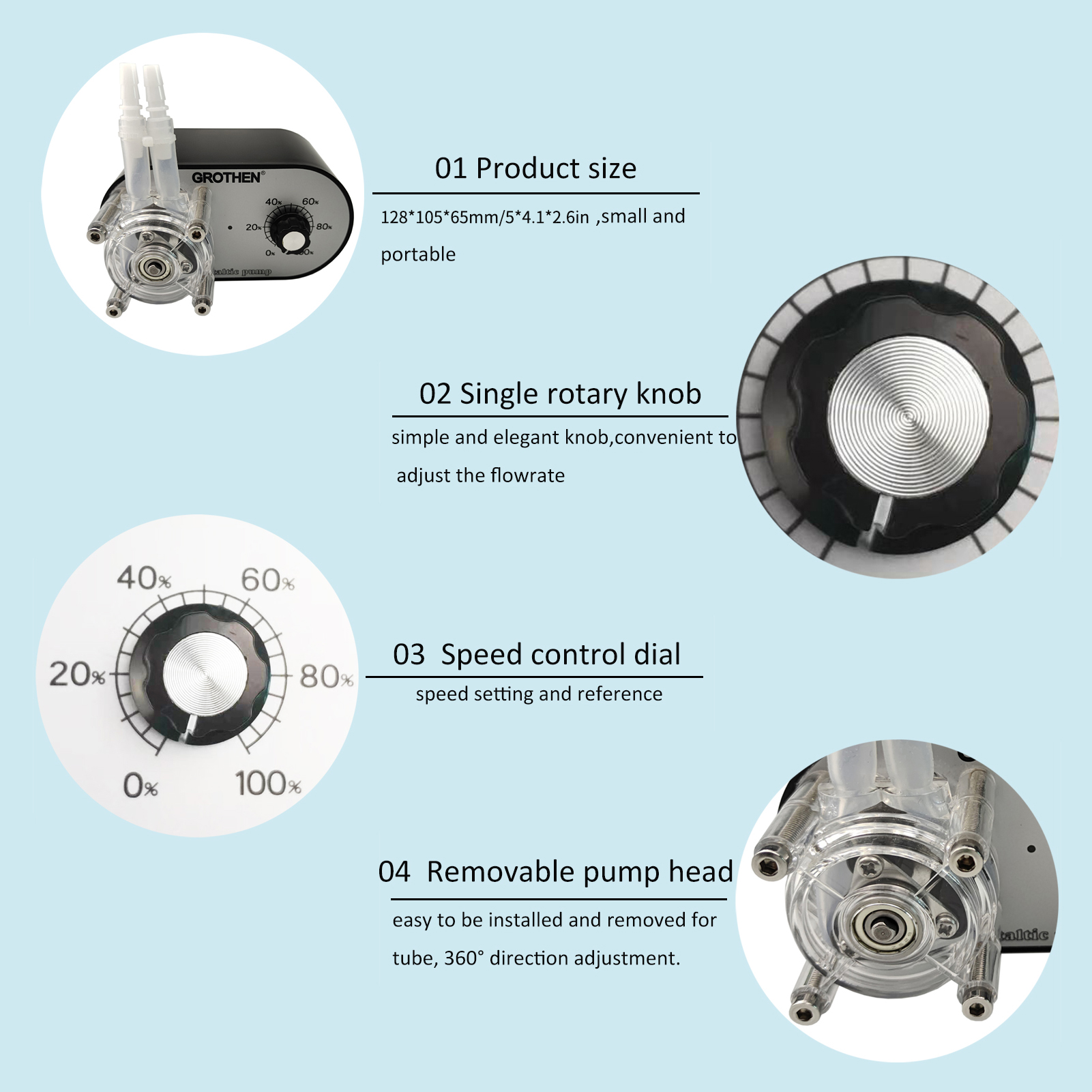 Jofy GROTHEN G328A Peristaltic Pump 100-240V 114-500ml/min Adjustable ...