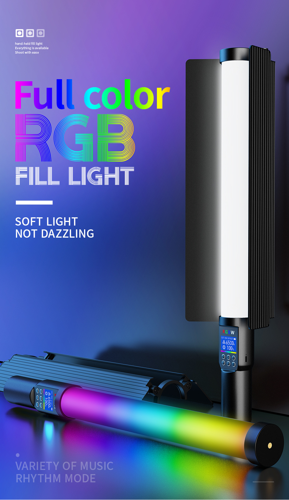 Video Light 4600mah 3 Hours of Battery Life 55cm Handheld LED Video ...