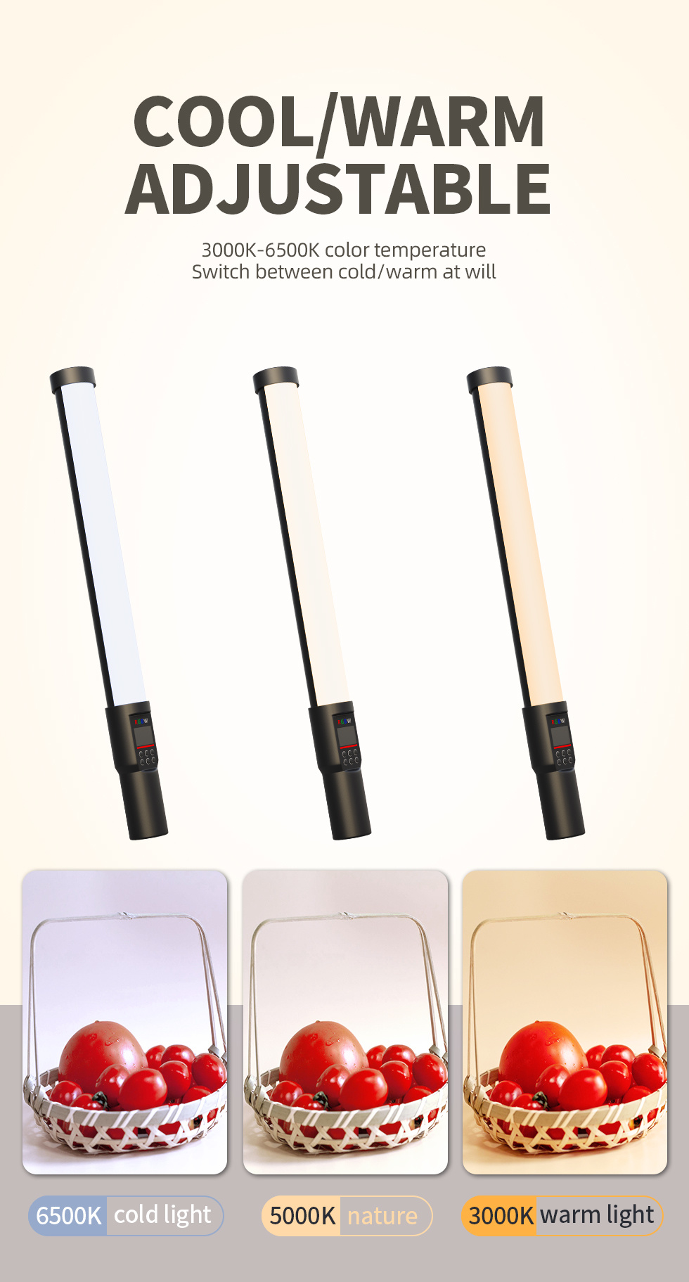 Video Light 4600mah 3 Hours of Battery Life 55cm Handheld LED Video ...