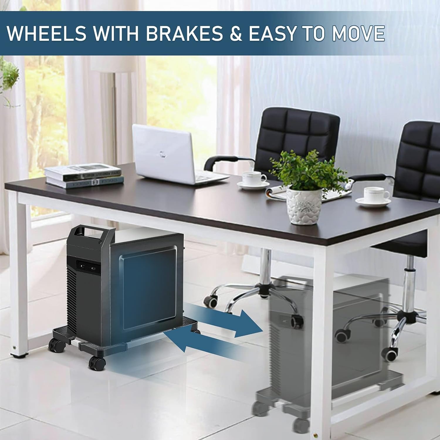 360 Rotating Computer Case Holder Adjustable CPU Stand PC Base Trolley ...