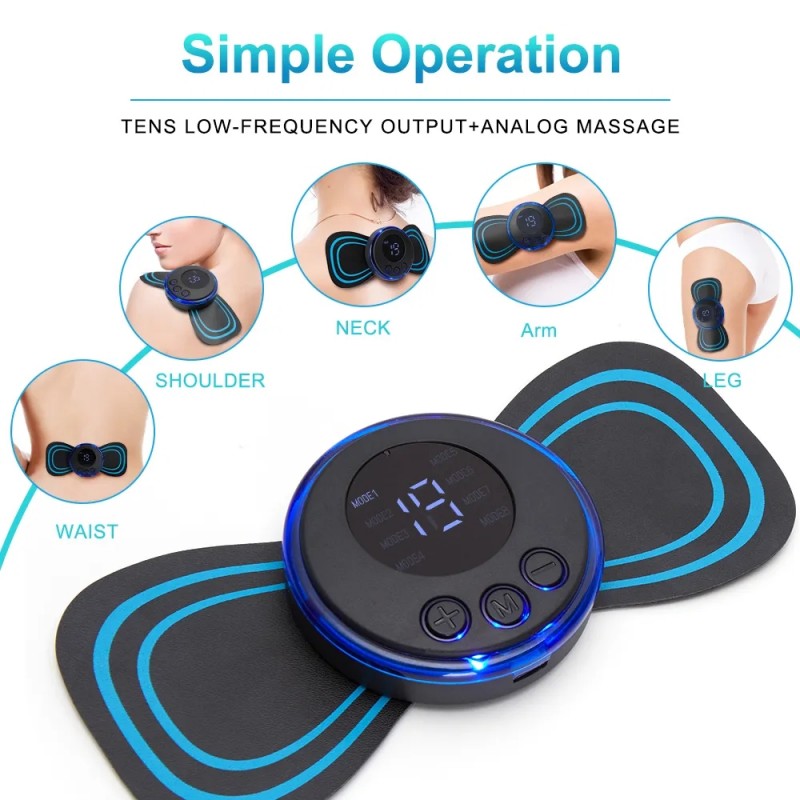 Mini Massager Rechargeable Pulse Massager Patch Butterfly Neck Massager ...