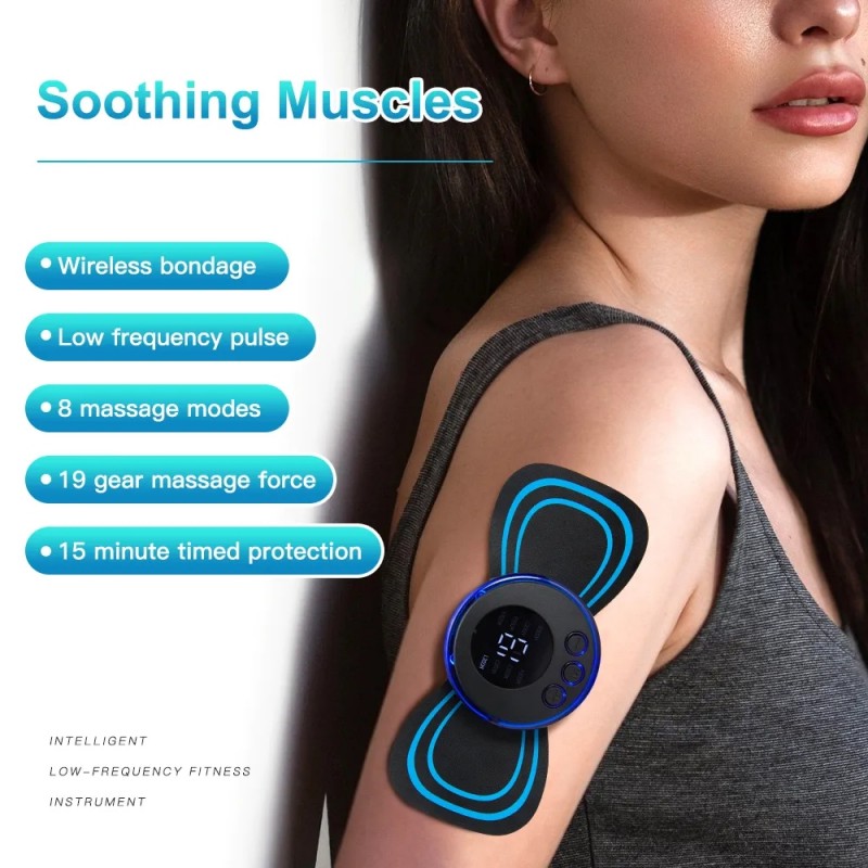 Mini Massager Rechargeable Pulse Massager Patch Butterfly Neck Massager ...