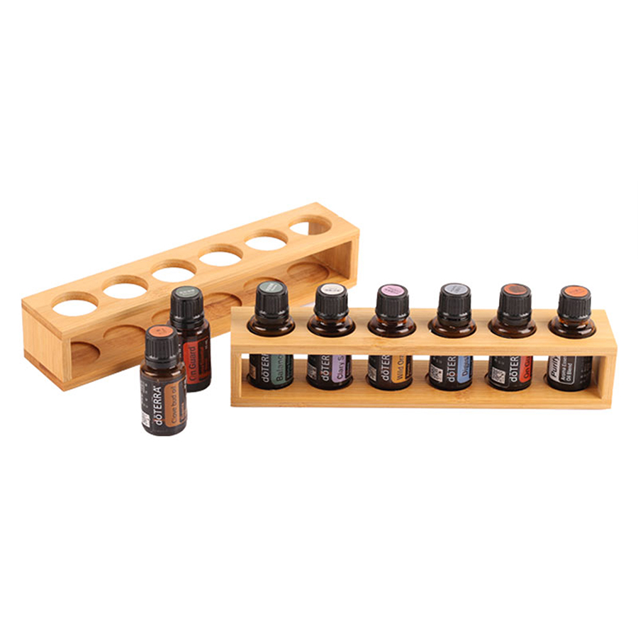 [Customizable Logo] Natural Bamboo 6-Hole Display Stand 5-15ml ...