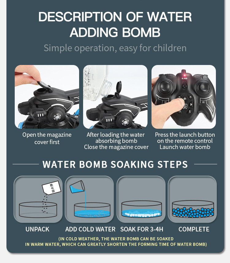 4WD RC Remote Tank Car Toy Water Bomb Shooting Battle Tank Remote ...