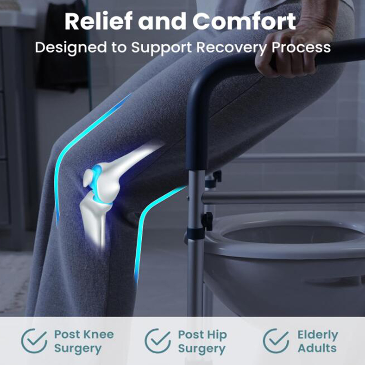 Bathroom Toilet Rails Arms for Elderly Safety Handrail Aid Toilet Rails ...