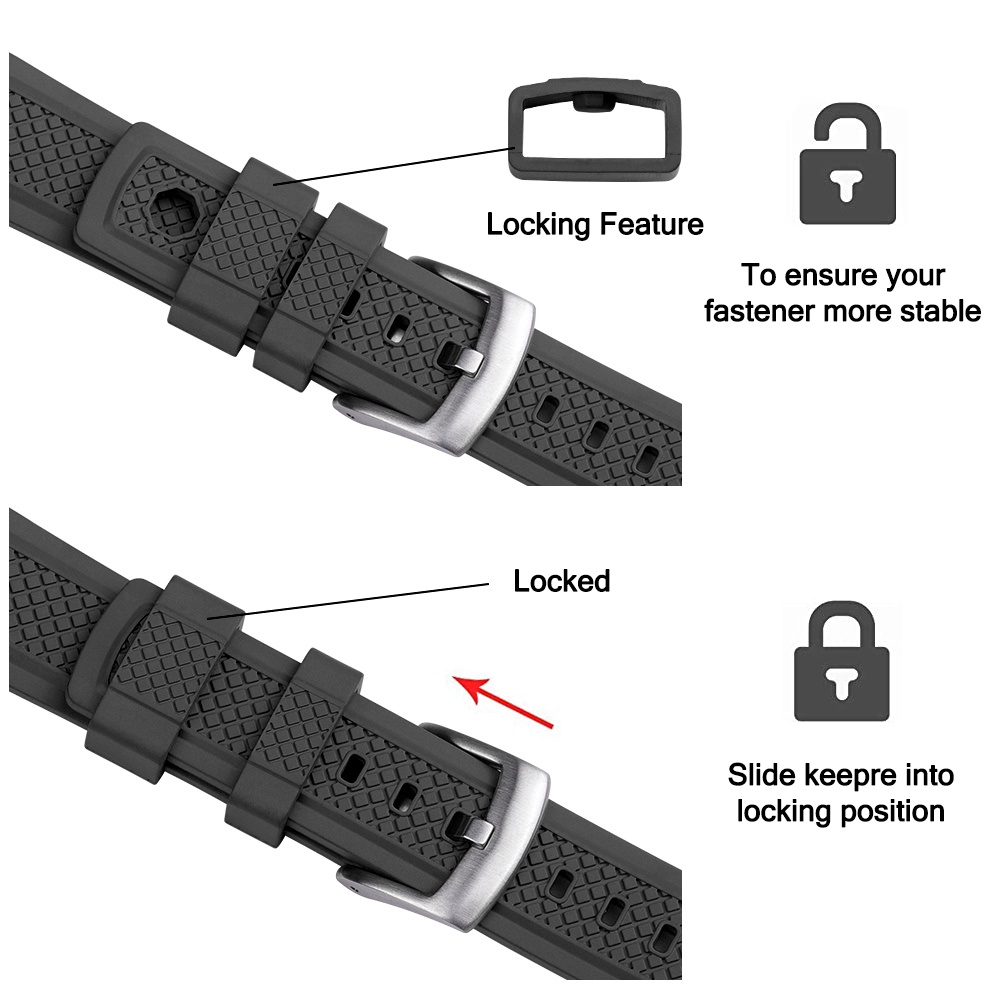 Premium Grade FKM Fluoro Rubber Strap 20mm 22mm Quick Release Strap Rubber Watchbands Bracelets ...