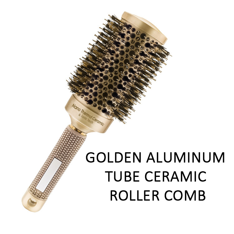 Curly hair styling cylinder comb, hair salon fluffy hair comb, golden ...
