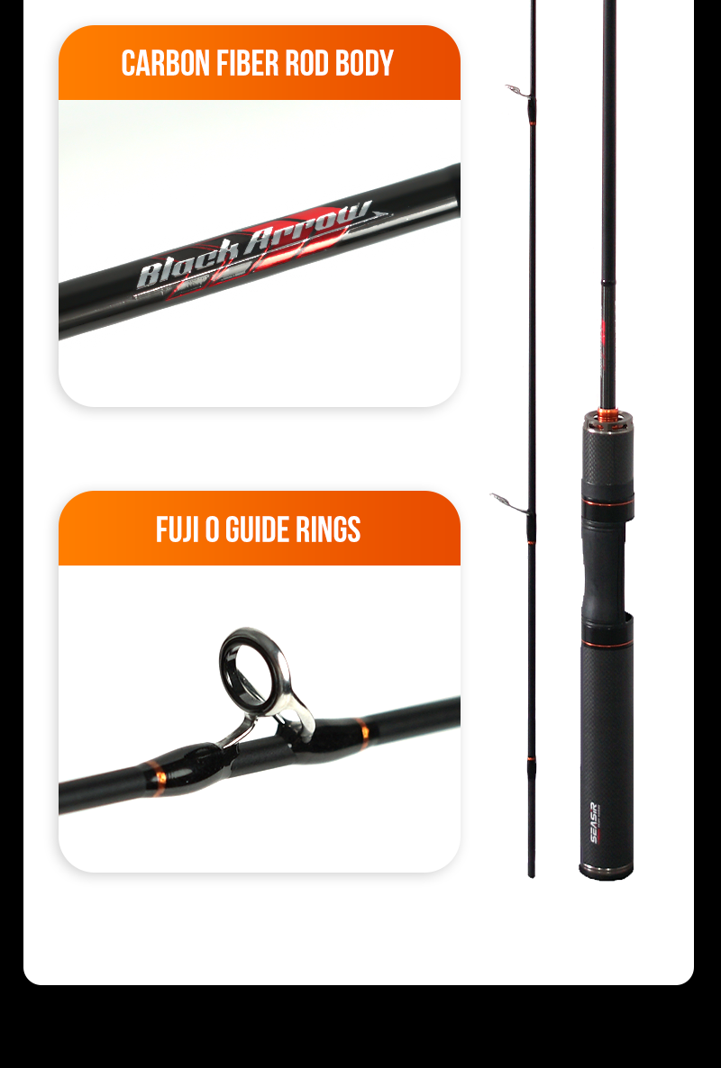 SEASIR Black Arrow Fishing Rod 4.92FT 76G Lure Weight 0.8-10g UL Carbon ...