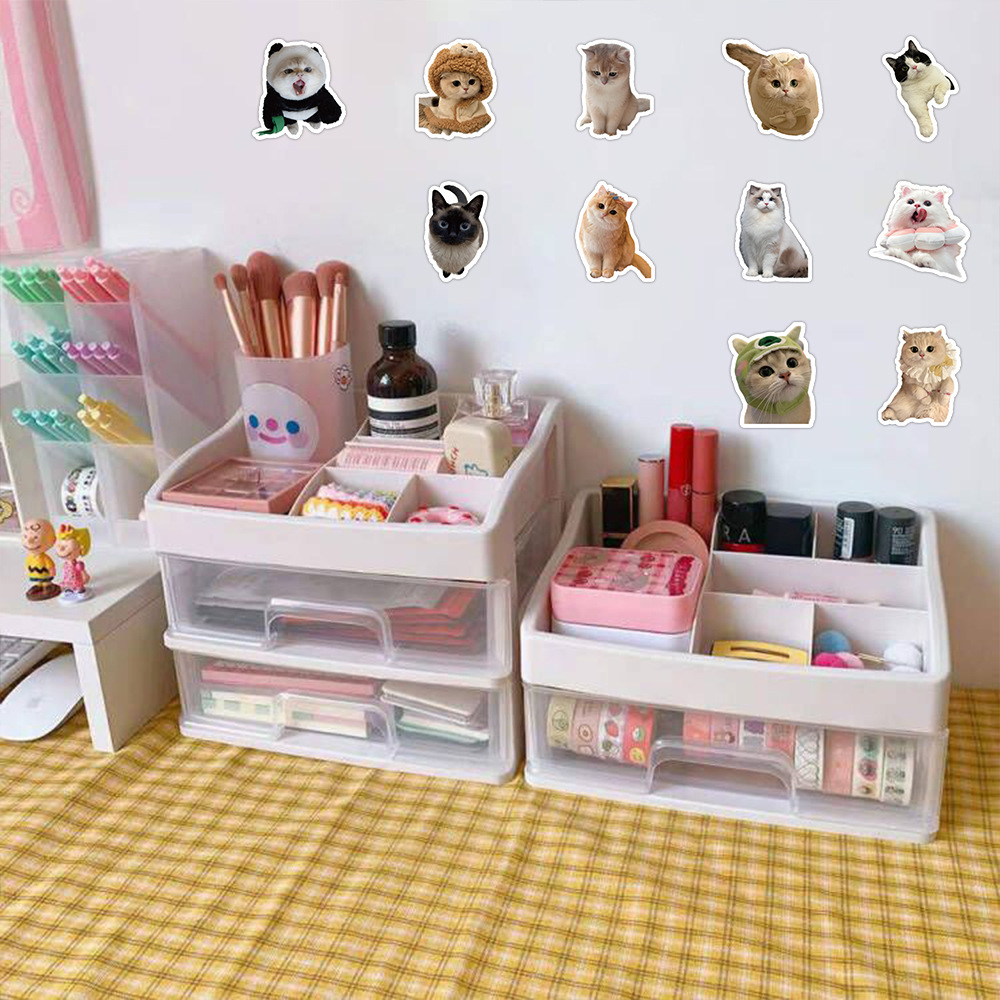 63 Sheets Special-Shaped Dog Cat Stickers Cute Realistic Kitten ins ...