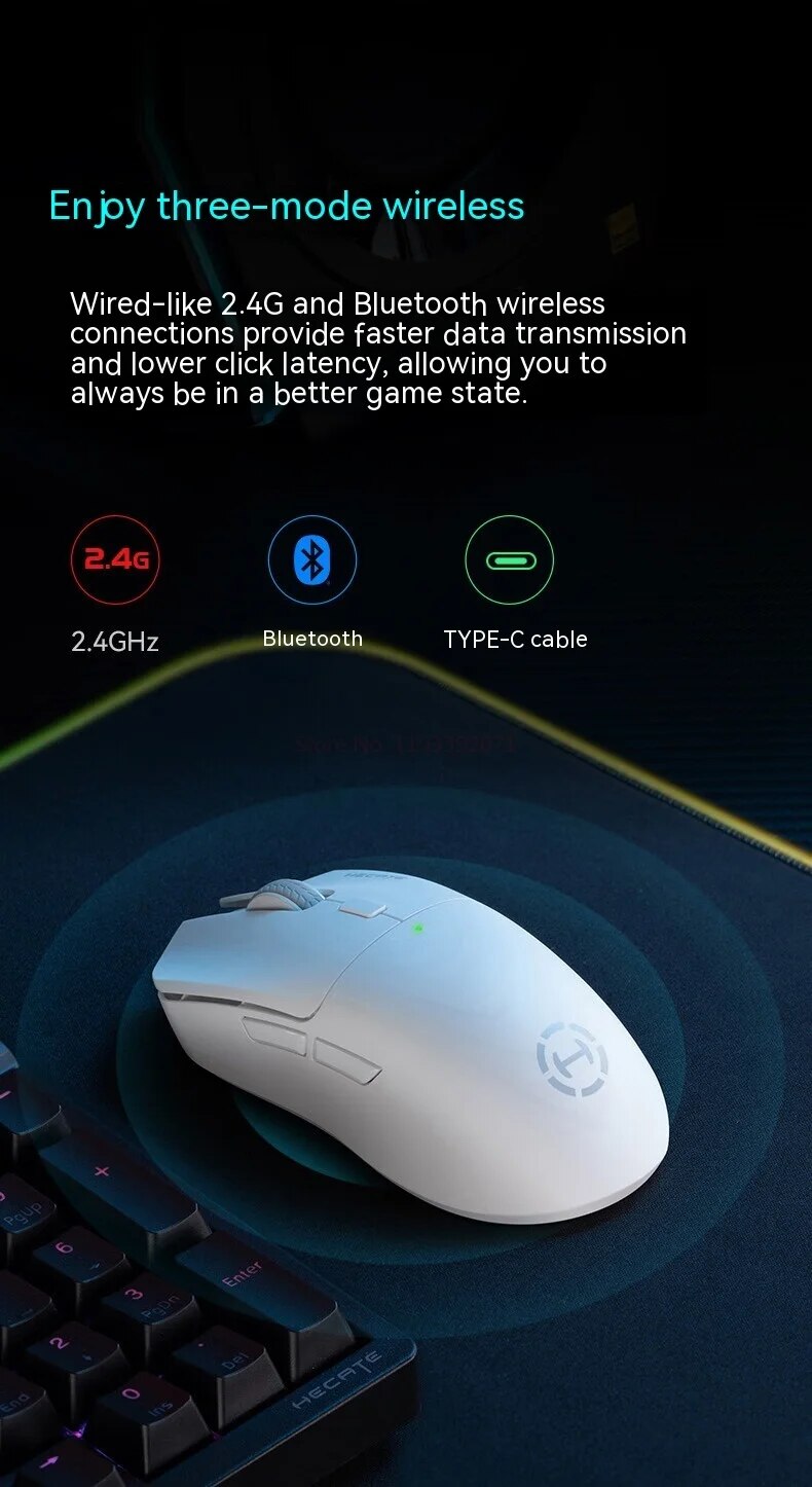 Hecate G3m Pro Transparent Gamer Mouse 3mode Bluetooth Wireless Mouse ...