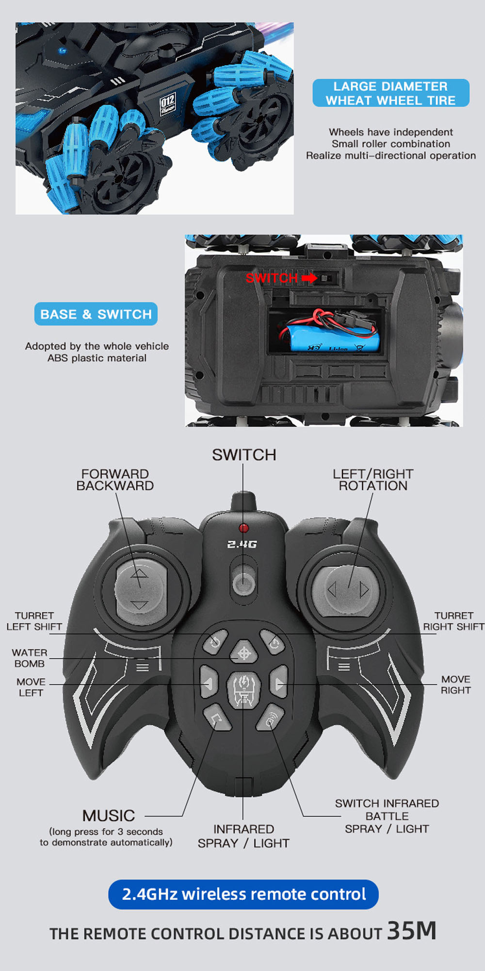 RC Remote Tank Car 4WD Water Bomb Shooting Battle Tank Remote Control ...